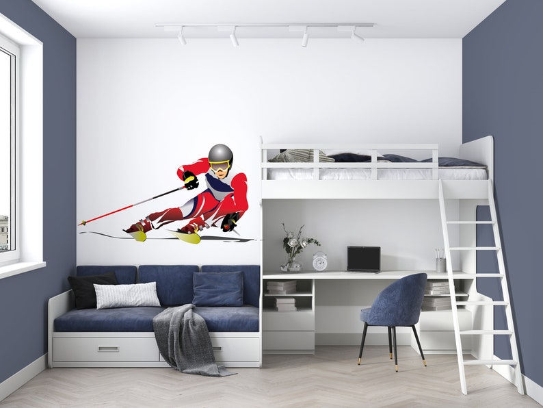 Ski Wall Decal/ Skier Wall Decal/ Ski Jump Decal/ Winter Sports Decal ...