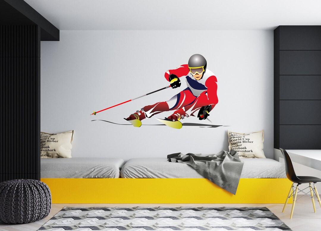 Ski Wall Decal/ Skier Wall Decal/ Ski Jump Decal/ Winter Sports Decal ...