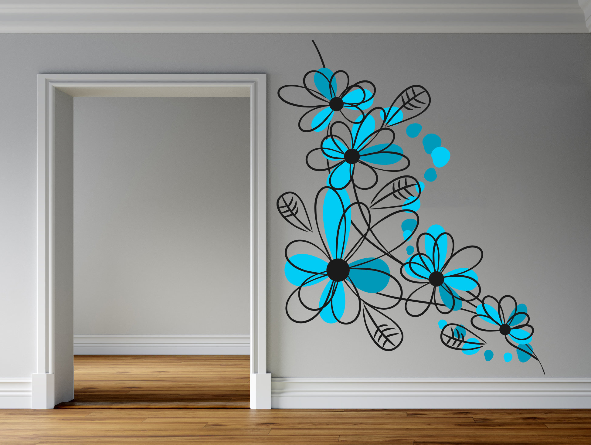 Flower Wall Decal/flowers Wall Decal/flower Decals Wall | Etsy