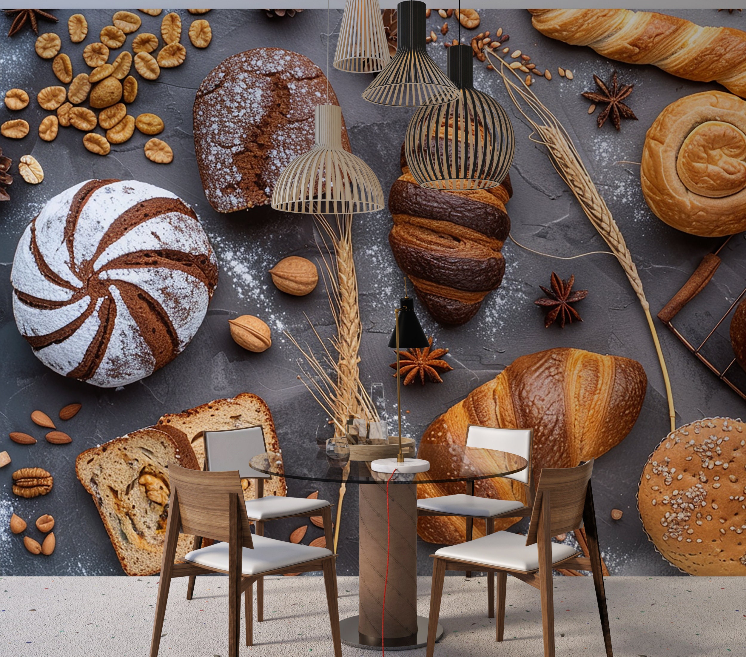 Bakery Wall Mural/ Kitchen Wall Mural/ Colorful Wall Mural/ Bakery Wall ...