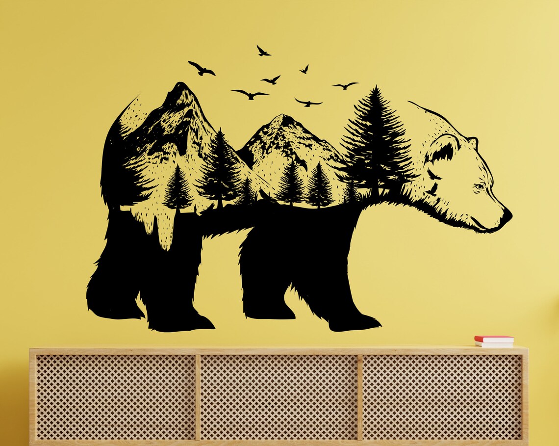 Bear Mountain Wall Sticker/ Bear Wall Decal/animals Wall | Etsy