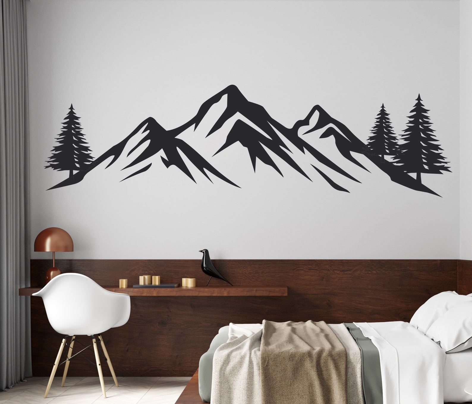 Mountains Wall Decal/mountain Wall Sticker/ Pine Trees - Etsy