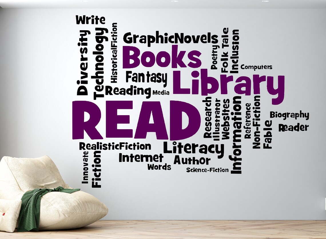 Library Wall Decal/ Classroom Wall Decal/ Reading Wall Decal/ Library ...