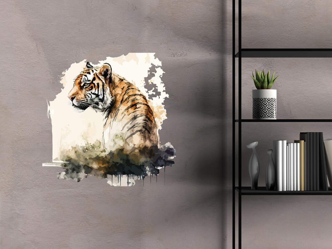 Tiger Wall Decal/ Safari Bedroom Décor/ Colored Tiger Decal/ Tiger Wall ...