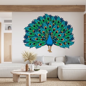 Peacock Wall Decal / Peacock Wall Sticker/ Bird Wall Decor/ (K726) - Etsy