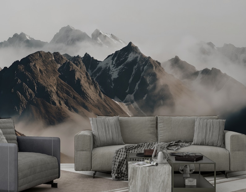 Mountain Wall Mural/ Mountain Wallpaper/ Nature Wall Mural/ Mountain ...