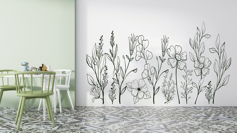 Flowers Wall Decal/ Flowers Wall Decal/ Flower Decals Wall - Etsy