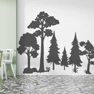Forest Wall Decal/ Nature Wall Decal/ Trees Wall Decal/trendy Style ...