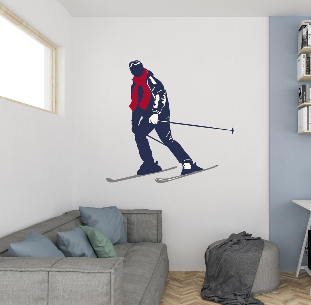 Ski Wall Decal/ Skier Wall Decal/ Ski Jump Decal/ Winter Sports Decal ...