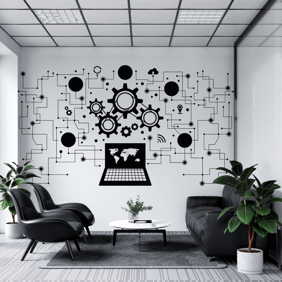 Circuit Board Wall Decal. Technology Wall Decal. Office Wall - Etsy