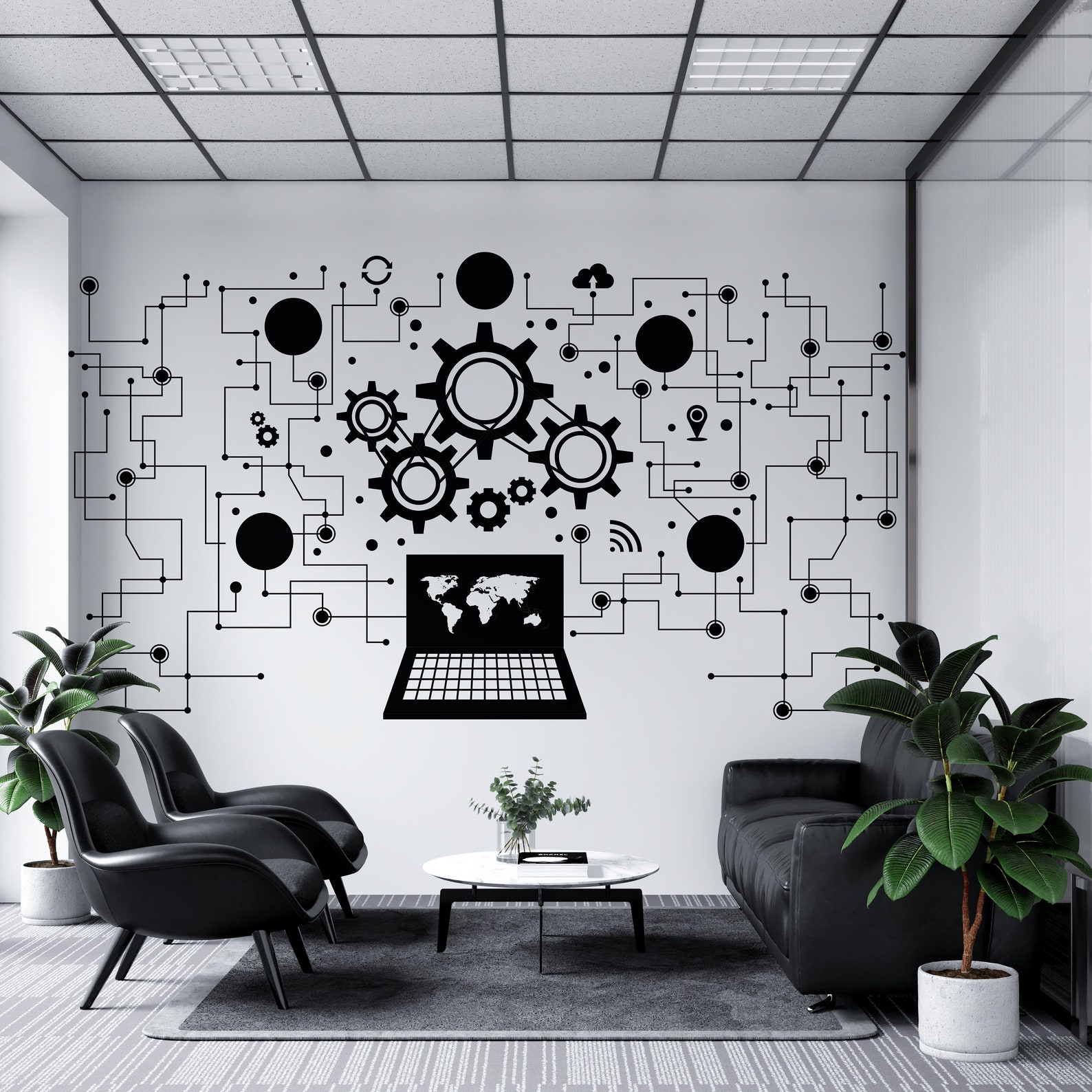 Circuit Board Wall Decal. Technology Wall Decal. Office Wall - Etsy