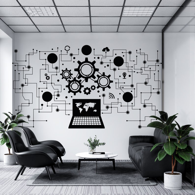 Circuit Board Wall Decal. Technology Wall Decal. Office Wall - Etsy