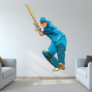 Cricket Wall Decal/ Sports Wall Decal/ Boys Room Decal/ Cricket Player ...