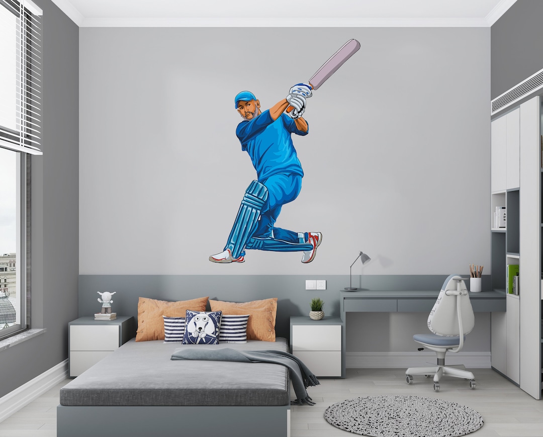 Cricket Wall Decal/ Sports Wall Decal/ Boys Room Decal/ Cricket Player ...