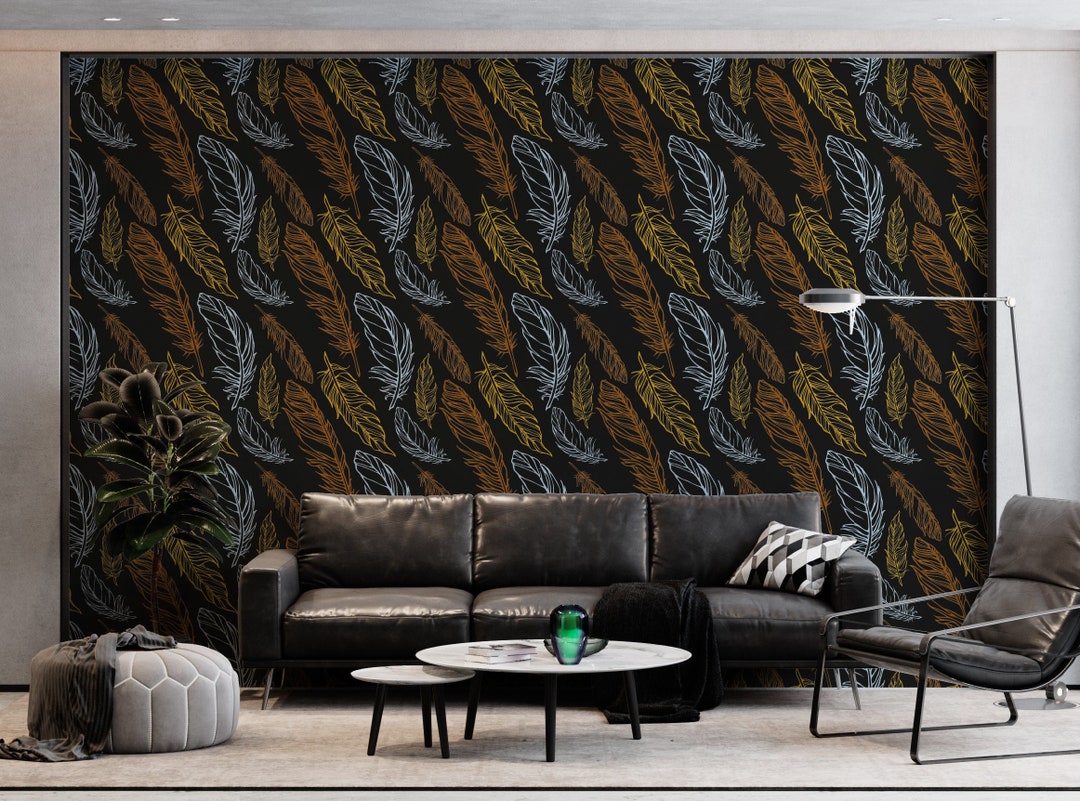 Weather Wallpaper/ Colorful Feather Wallpaper/ Bohemian Feather ...