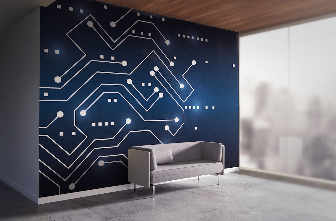 Circuit Board Office Wall Decal/ Gamer Room Decal/ Business Wall Mural ...