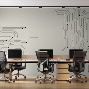 Circuit Board Office Wall Decal/ Gamer Room Decal/ Business Wall Mural ...