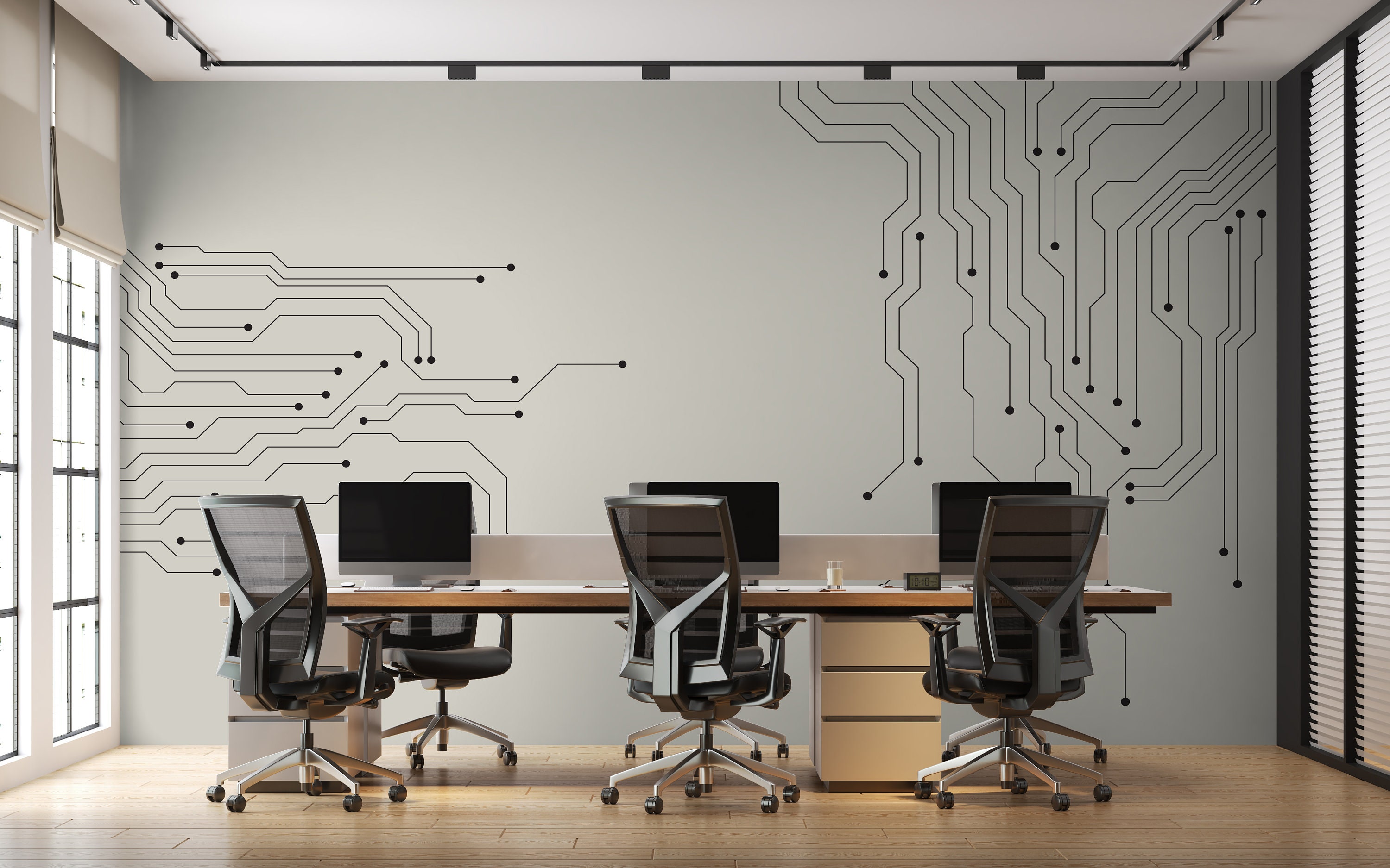 Circuit Board Office Wall Decal/ Gamer Room Decal/ Business Wall Mural ...