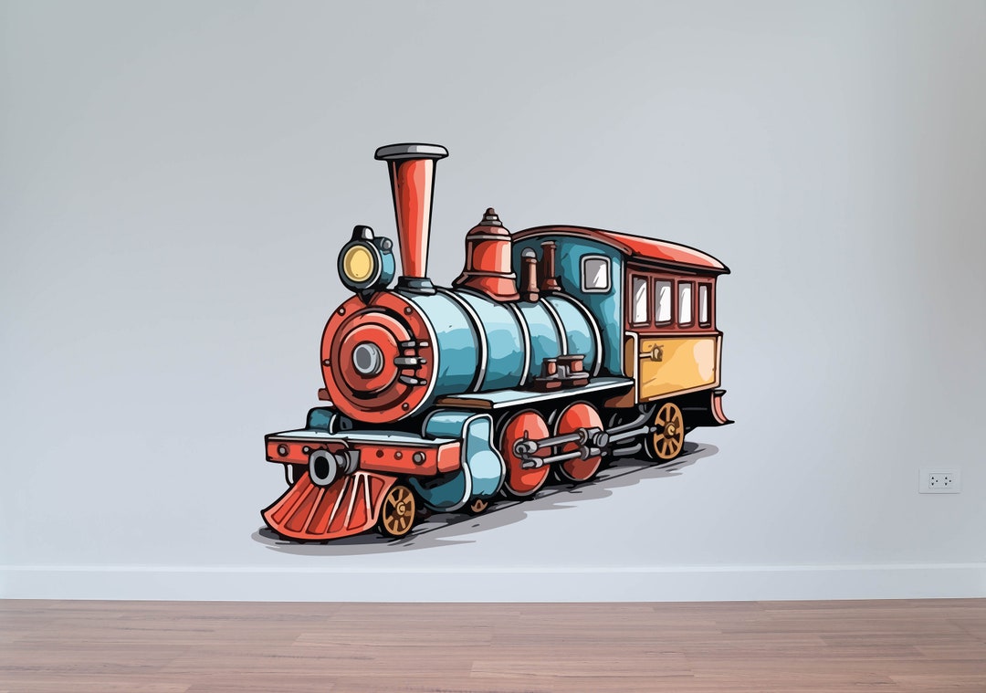 Train Wall Decal/ Locomotive Decal/ Train Wall Sticker/ Kids Wall Decal ...