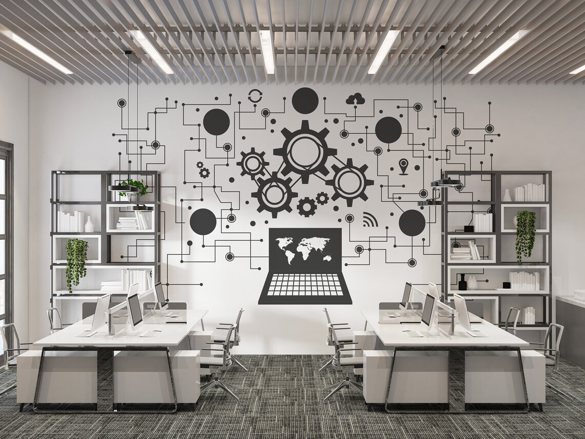 Circuit Board Wall Decal. Technology Wall Decal. Office Wall - Etsy