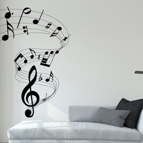 Music Notes Wall Decal Music Wall Decor Music Instrument Wall - Etsy