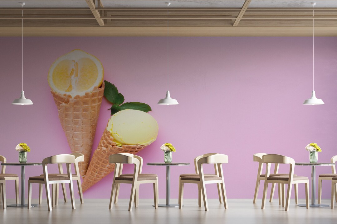 Ice Cream Wall Mural/ 3D Ice Cream Wallpaper/ Ice Cream Wall Art/ Café ...