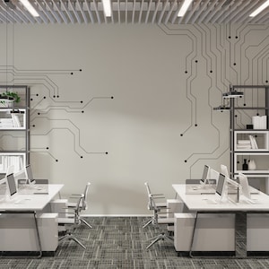 Circuit Board Office Wall Decal/ Gamer Room Decal/ Business Wall Mural ...