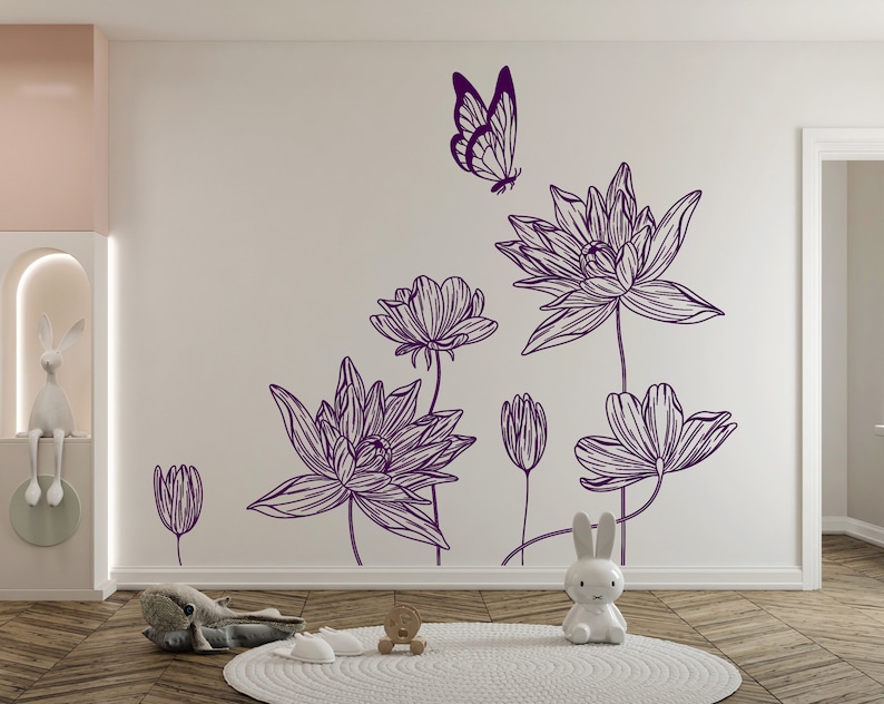 Flowers Wall Decal/ Flowers Wall Decal/ Flower Decals Wall - Etsy