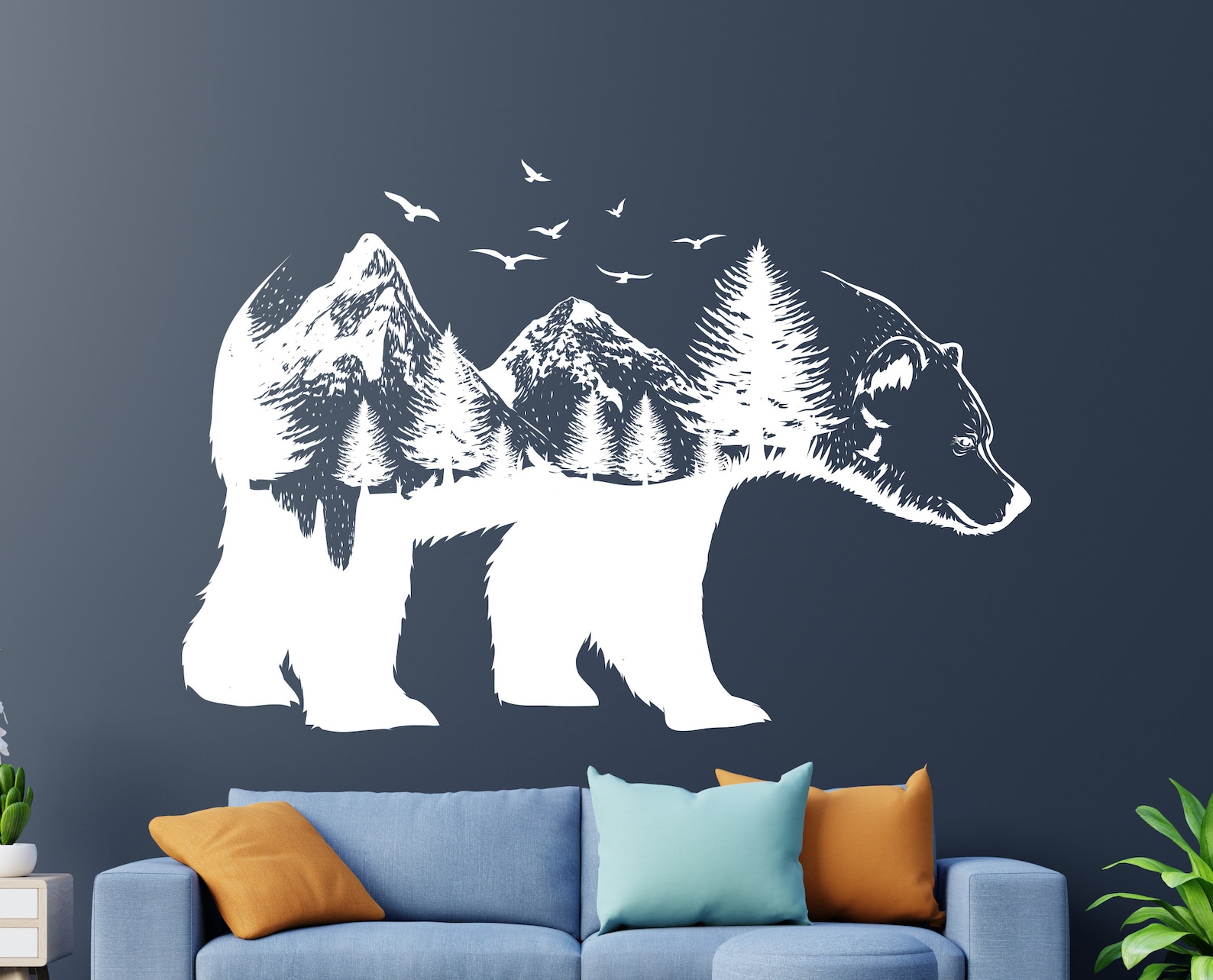 Bear Mountain Wall Sticker/ Bear Wall Decal/animals Wall - Etsy