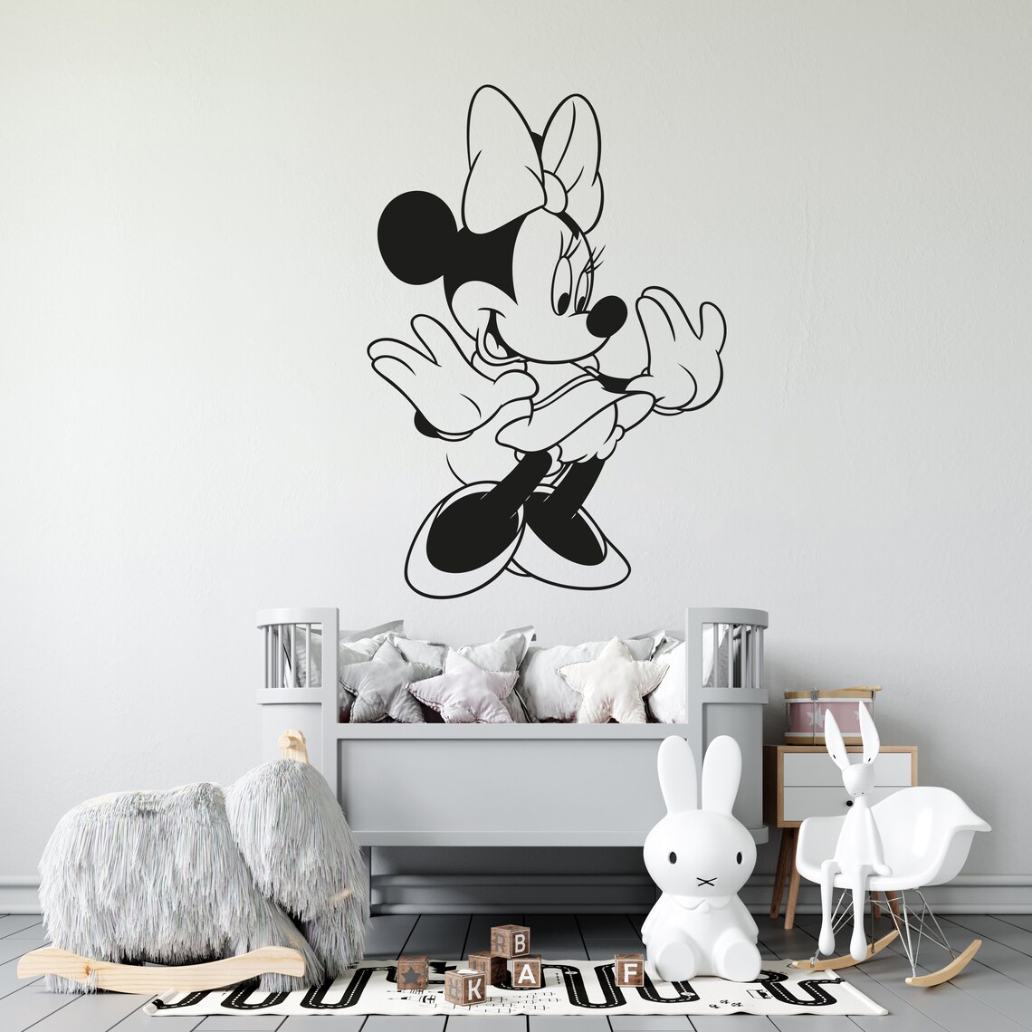 Minnie Mouse Wall Decal/ Kids Wall Decal/ Cartoon Wall Decor for Kids ...