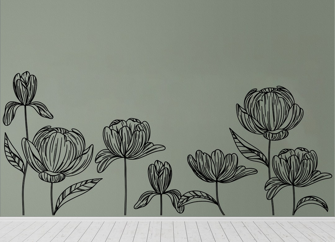 Flowers Wall Decal/ Flower Decals Wall Decor/ (K183) - Etsy