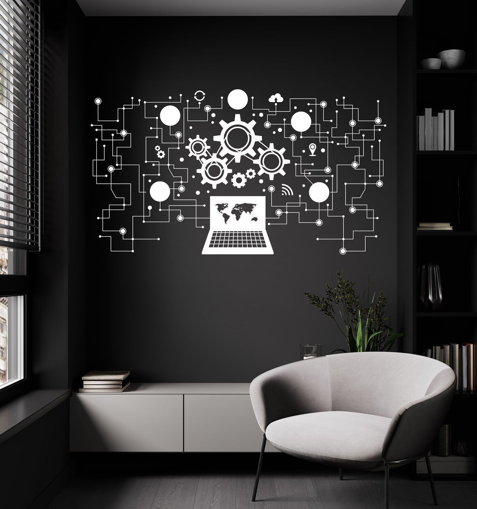 Circuit Board Wall Decal. Technology Wall Decal. Office Wall - Etsy