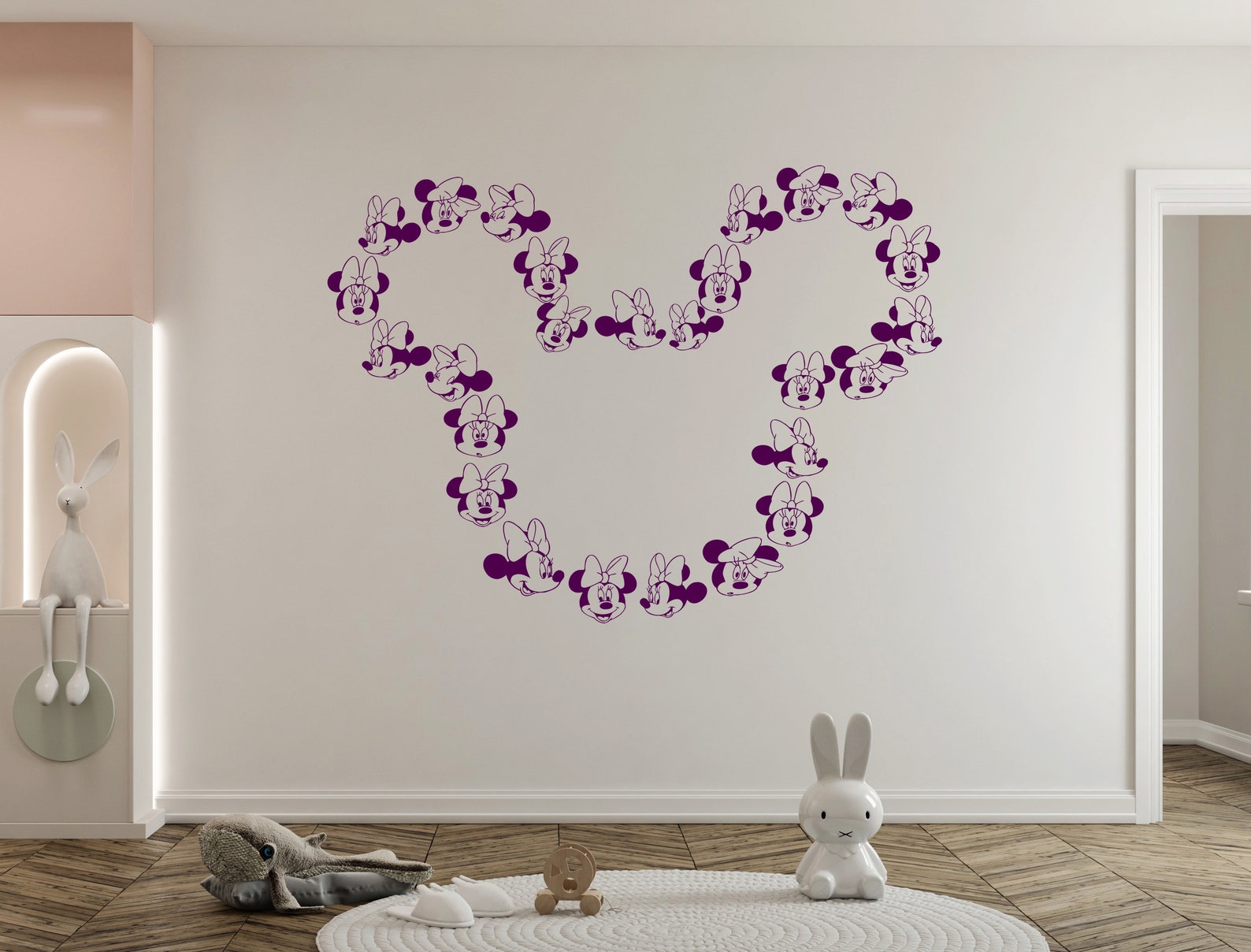 Minnie Mouse Wall Decal Cartoon Wall Decor for Kids Nursery - Etsy