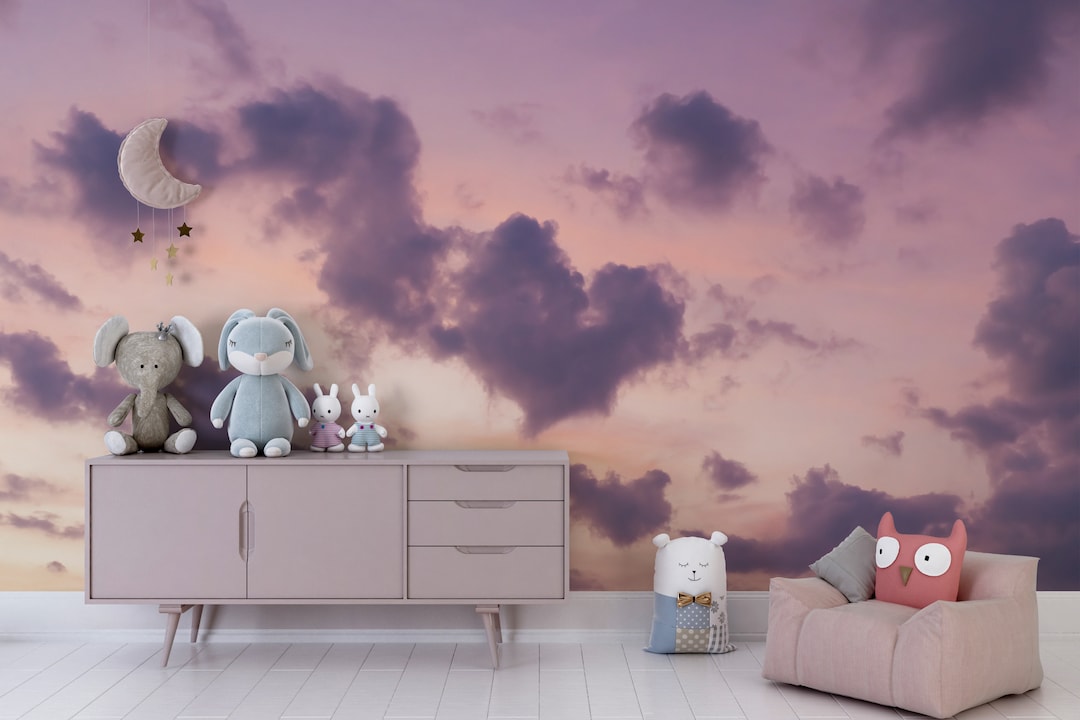Sky Wall Mural/ Clouds Wall Mural/ Blue Sky Photo Wallpaper/ Pastel ...