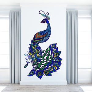 Peacock Wall Decal / Peacock Wall Sticker/ Bird Wall Decor/ - Etsy
