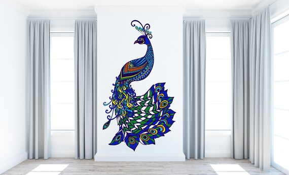 Peacock Wall Decal / Peacock Wall Sticker/ Bird Wall Decor/ - Etsy