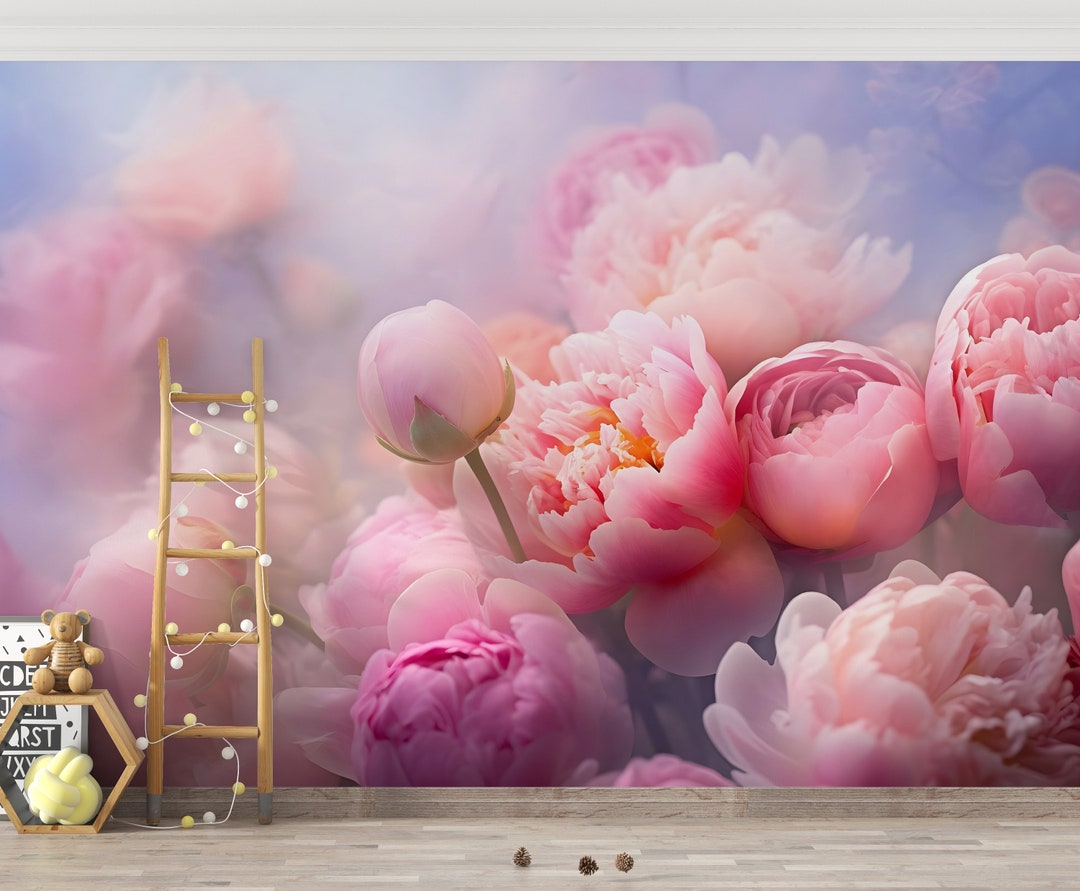 Flower Wall Mural/ Peony Wall Mural/ Peony Wallpaper/ Floral Wall ...