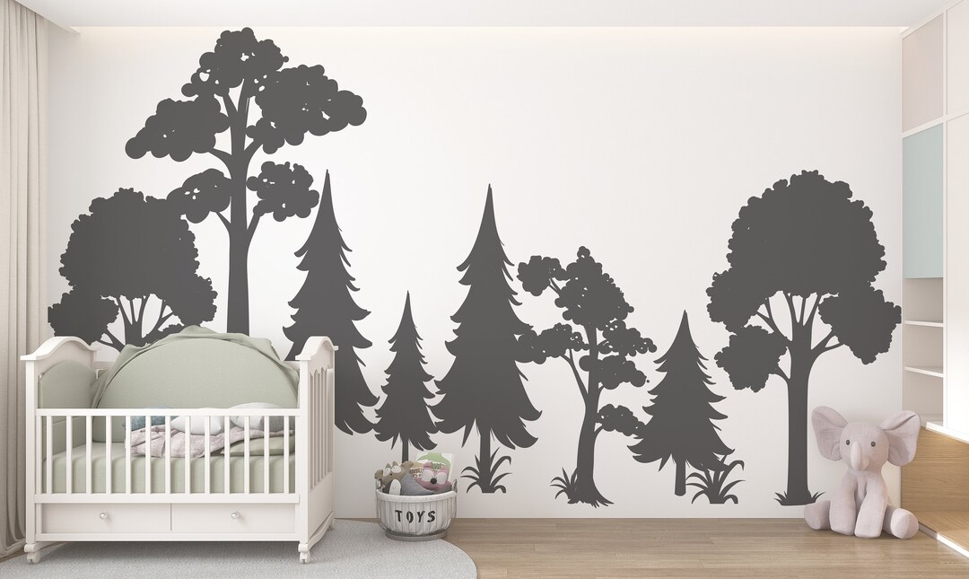 Forest Wall Decal/ Nature Wall Decal/ Trees Wall Decal/trendy Style ...
