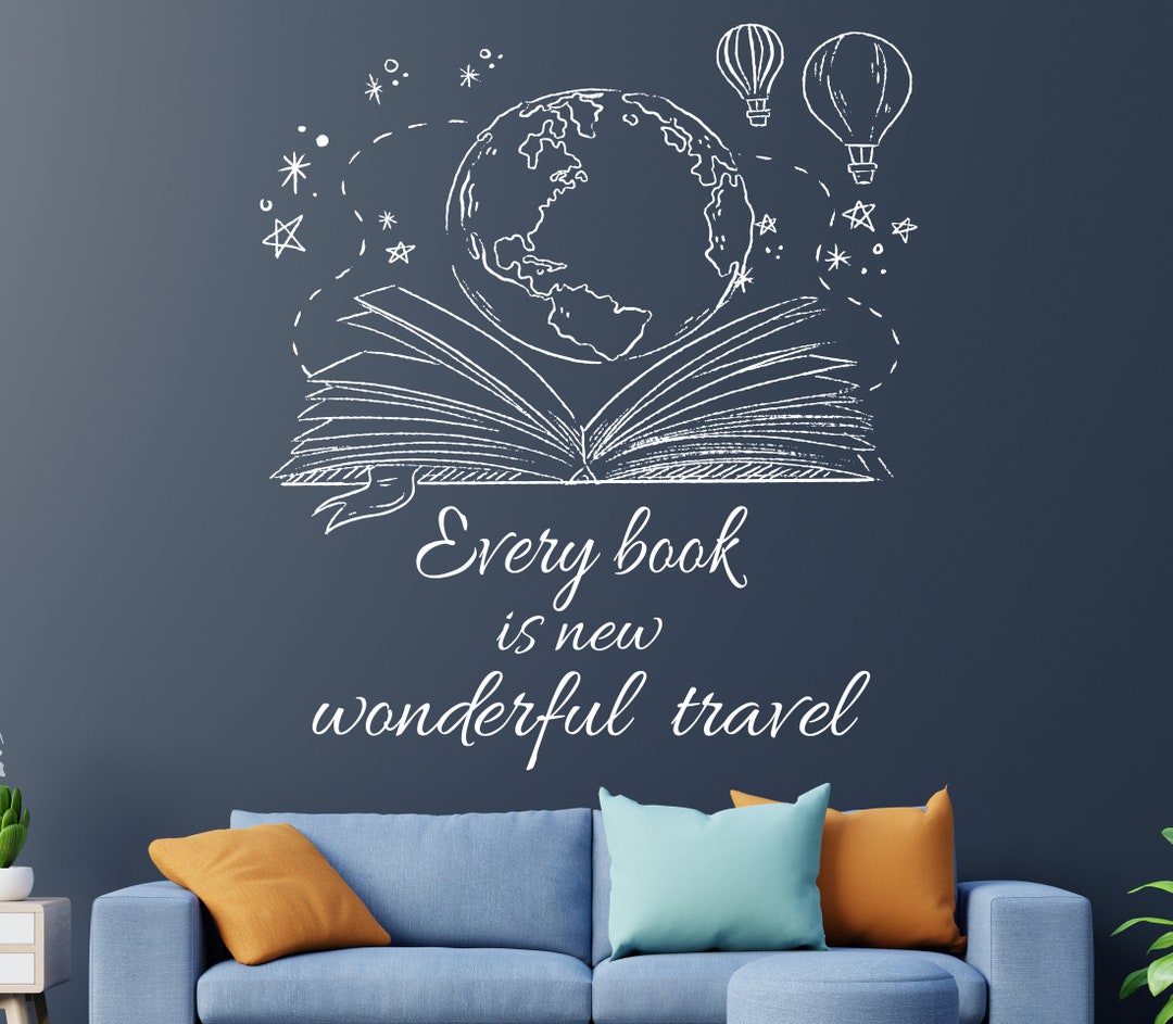 Book Wall Decal/home Interior Decor/ Library Home Interior Decor/world ...