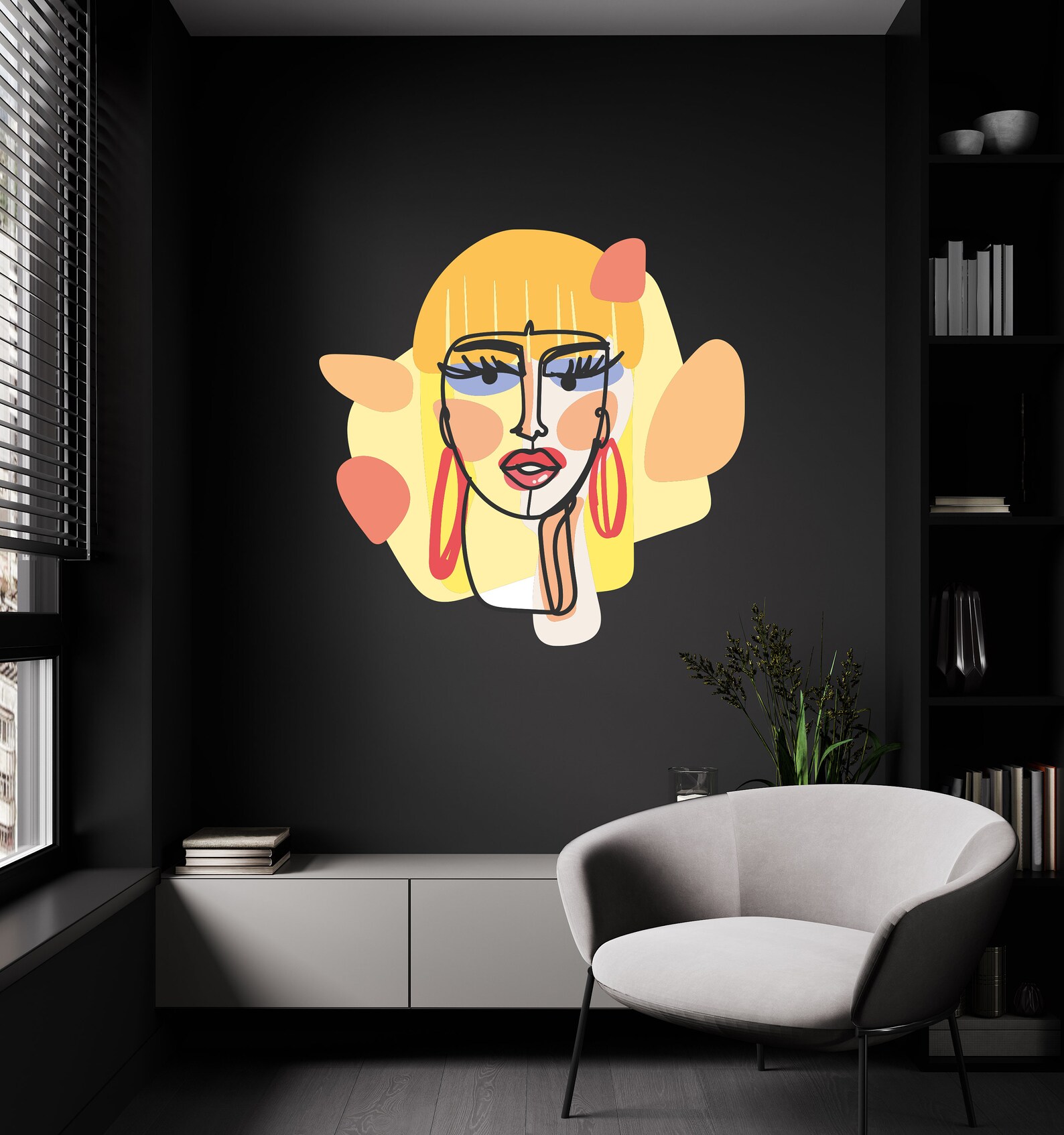 Woman Wall Decal/modern Art/ Abstract Woman Wall Decal/ Beautiful Woman ...