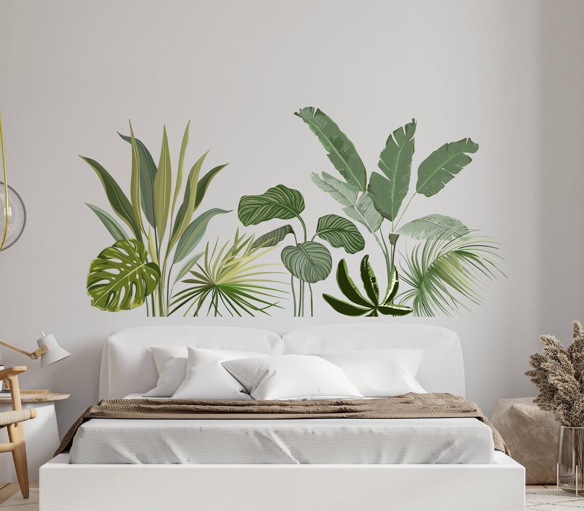 Tropical Wall Decal/ Monstera Wall Decal/ Tropical Leaves Wall - Etsy