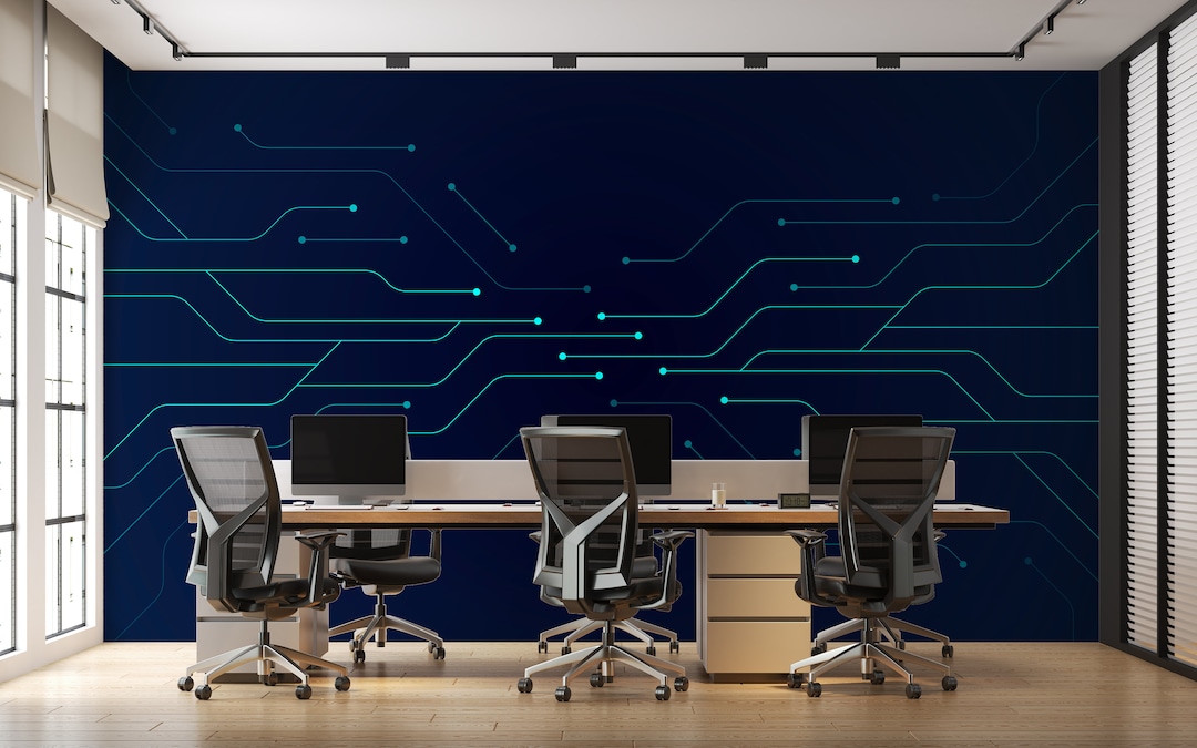 Circuit Board Office Wall Decal/ Gamer Room Decal/ Business Wall Mural ...