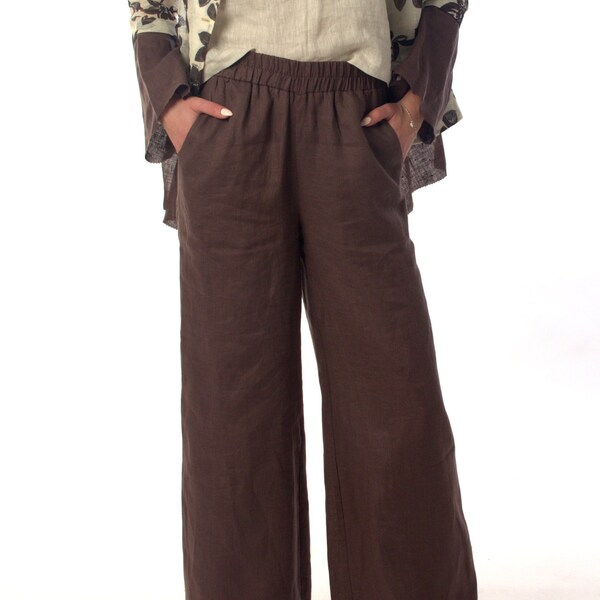 Plus Size Brown Wide Leg Pants - Etsy