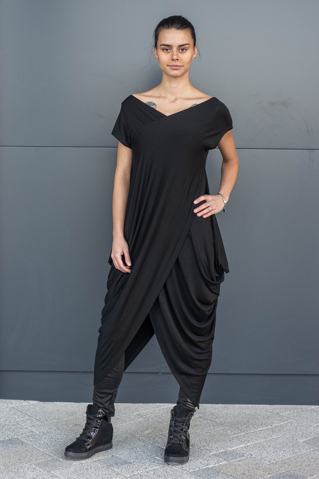 Original Women's Tunic,knitted Tunic,cross V-neck Tunic,extravagant ...