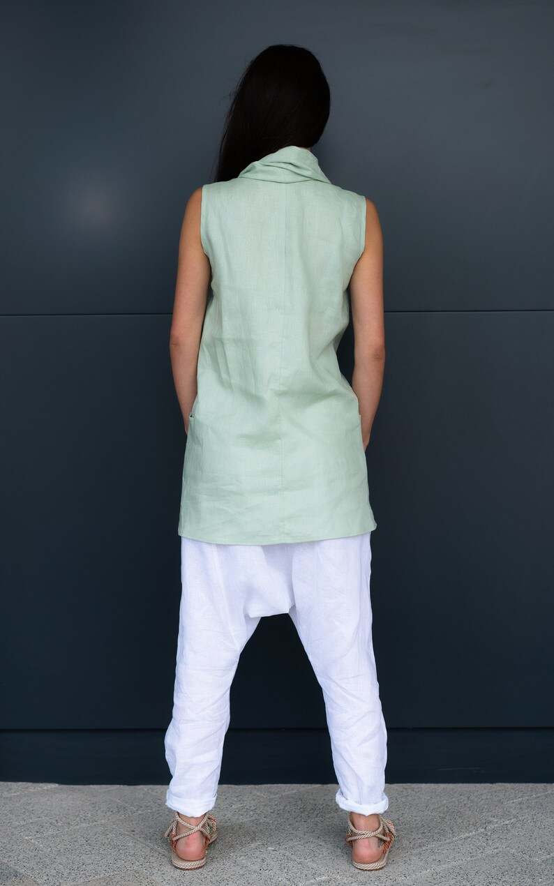 Women's Linen Tunic Tunic With Flap Tunic With Scarf - Etsy