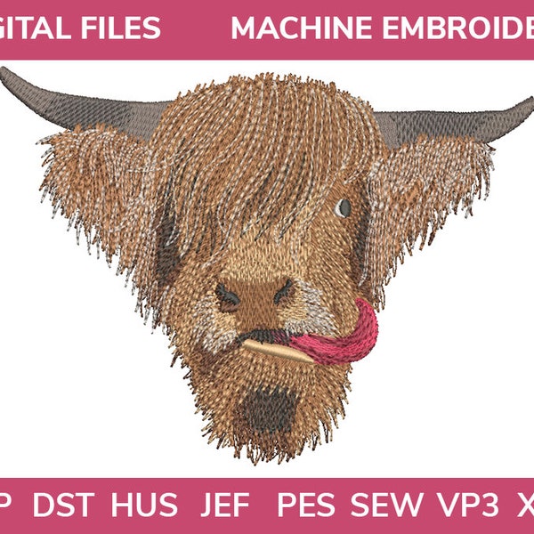 Highland Cow Sketch Machine Embroidery - Etsy