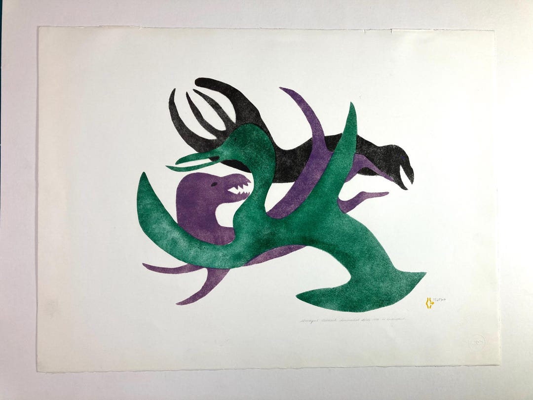 Large Limited-edition Stencil on Paper by Inuk Artist Myra Kukiiyaut ...