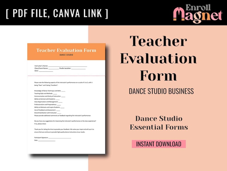 Teacher Evaluation Form PDF & Canva Template - Editable, Printable ...