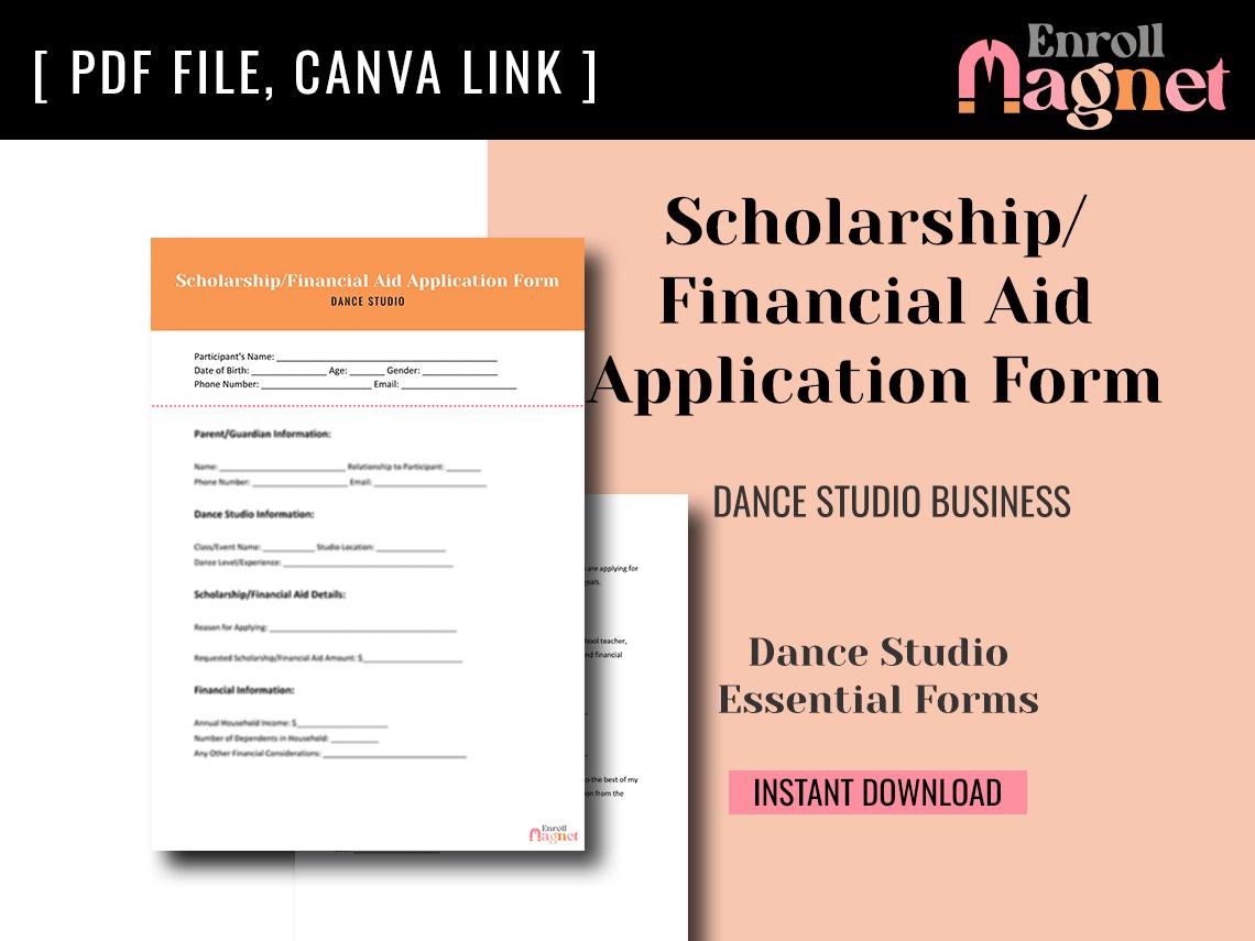 Scholarship & Financial Aid Application Form PDF, Canva Template ...