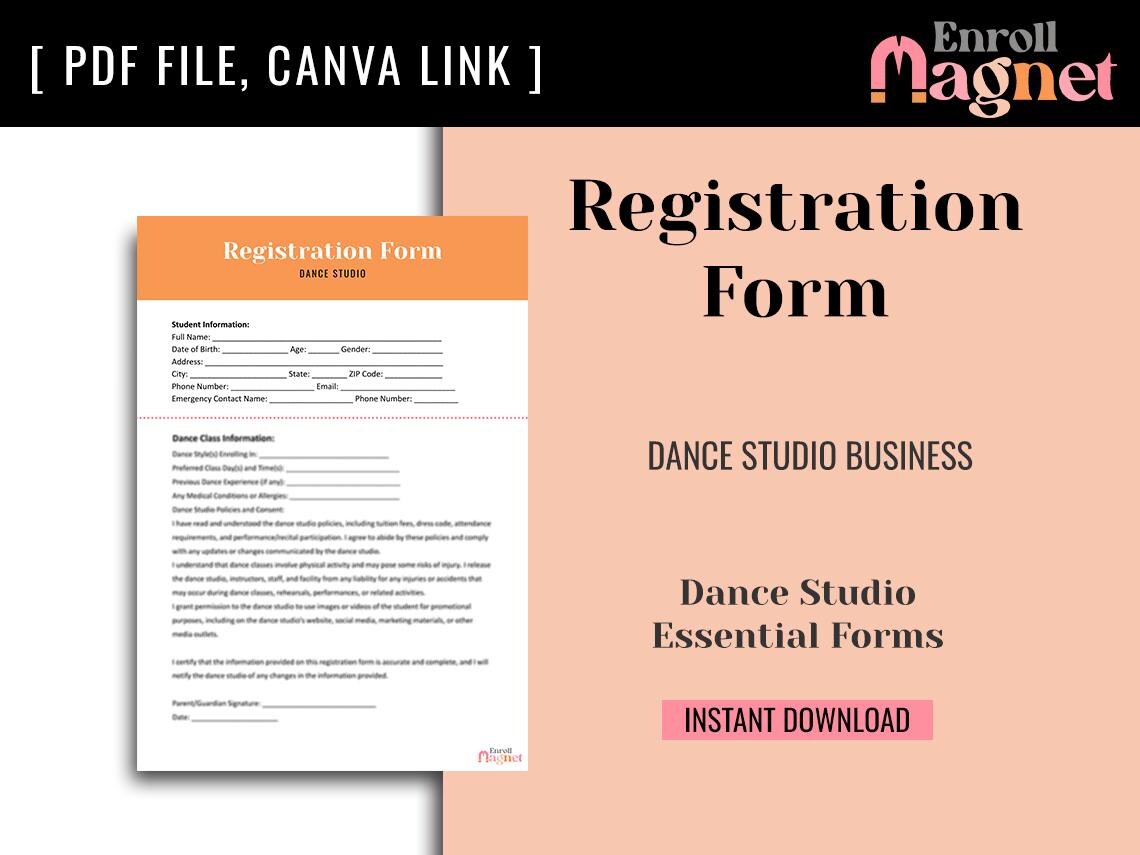 Student Registration Form PDF & Canva Template - Editable, Printable ...